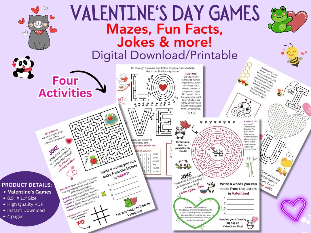 Valentine's Day Activity Sheets Bundle, Fun for All Ages, Class ...