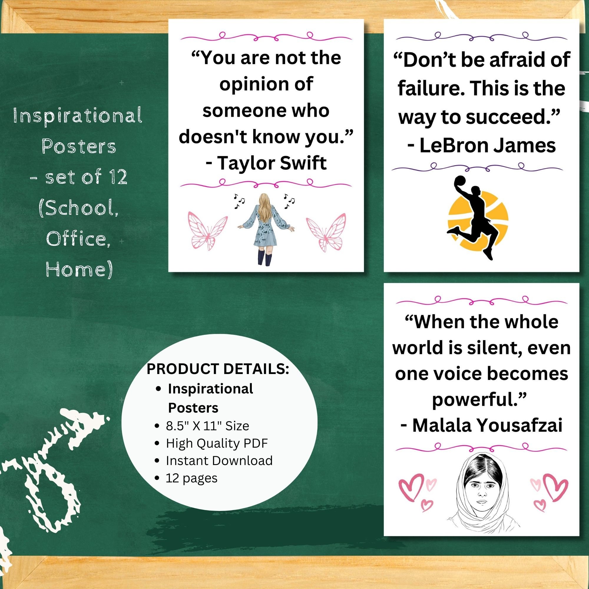 Motivation Posters With Inspirational Quotes, Bundle of 12, Instant ...