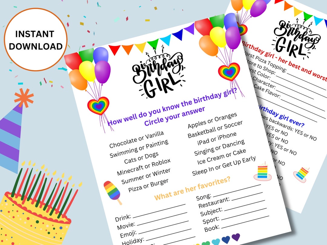 Do You Know the Birthday Girl - Fun Questionnaire for Guests, Memorable ...
