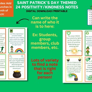 St. Patrick's Day Positivity Notes, Spread Joy and Kindness, Cute ...