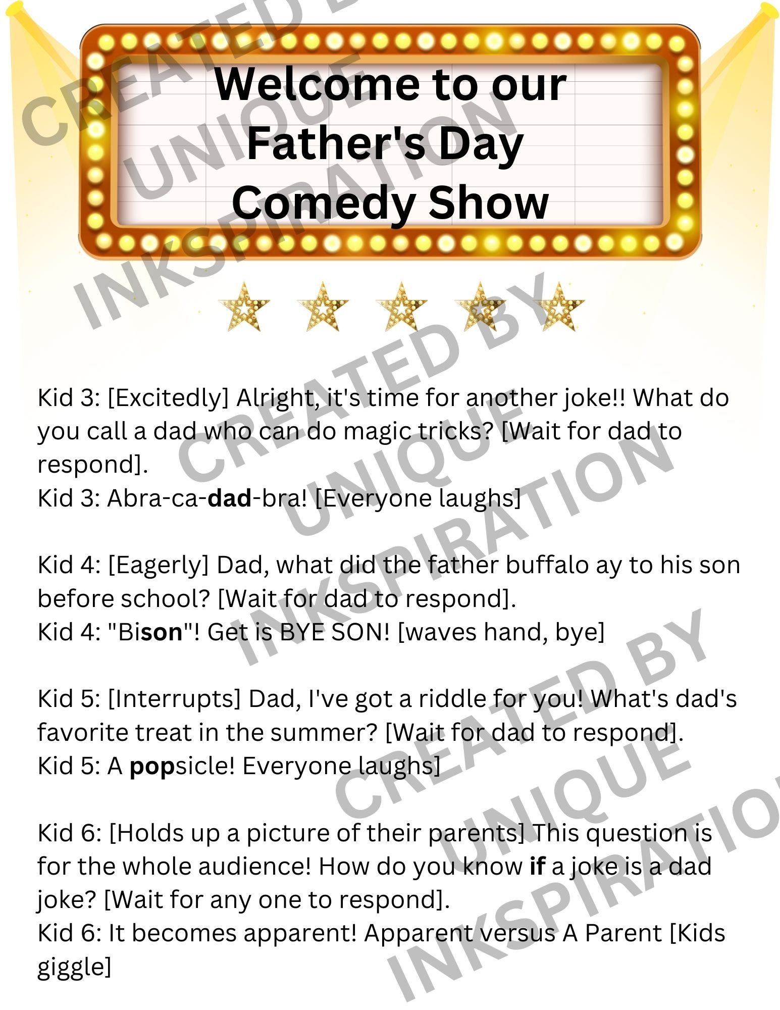 Father's Day Comedy Show Skit - Printable PDF for Hilarious Performance ...