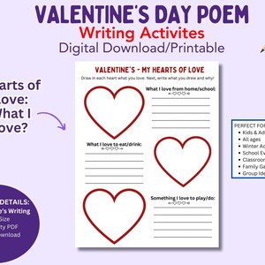 Valentine's Writing Pack: Acrostic Poem, Hearts of Love, & Expressive ...