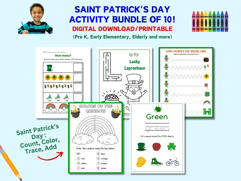 St. Patrick's Day Fun for Learners: Prek & Early Elementary Worksheet ...