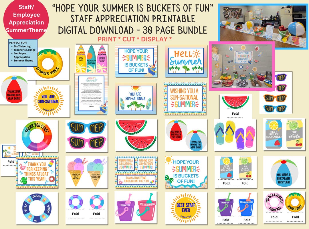 Staff Appreciation Buckets of Fun Printable, End of Year Teacher ...
