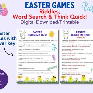 Easter Fun Pack, Family Game Bundle, Easter Word Search, Think Race ...
