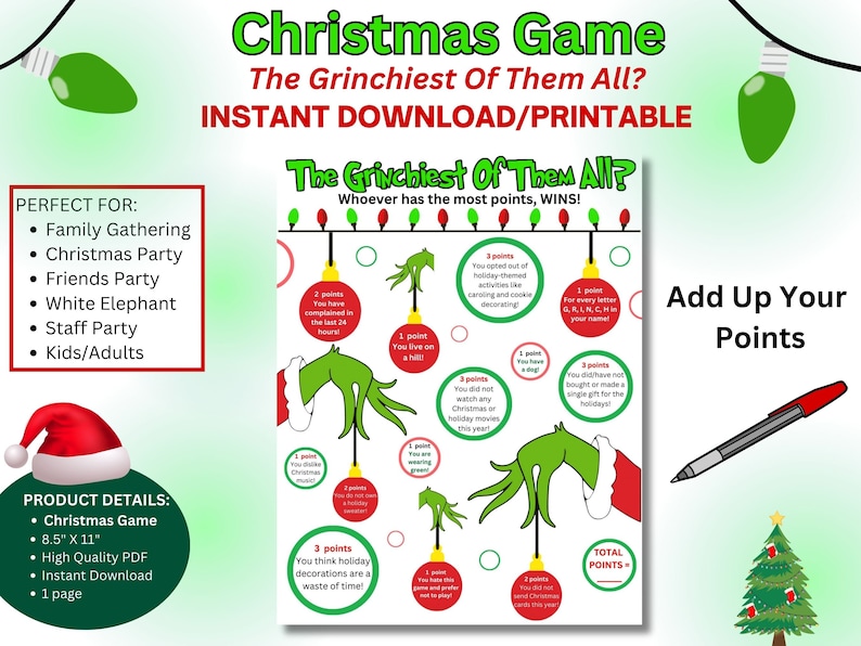 Holiday Game: the Grinchiest of Them All?, Christmas Family Game ...