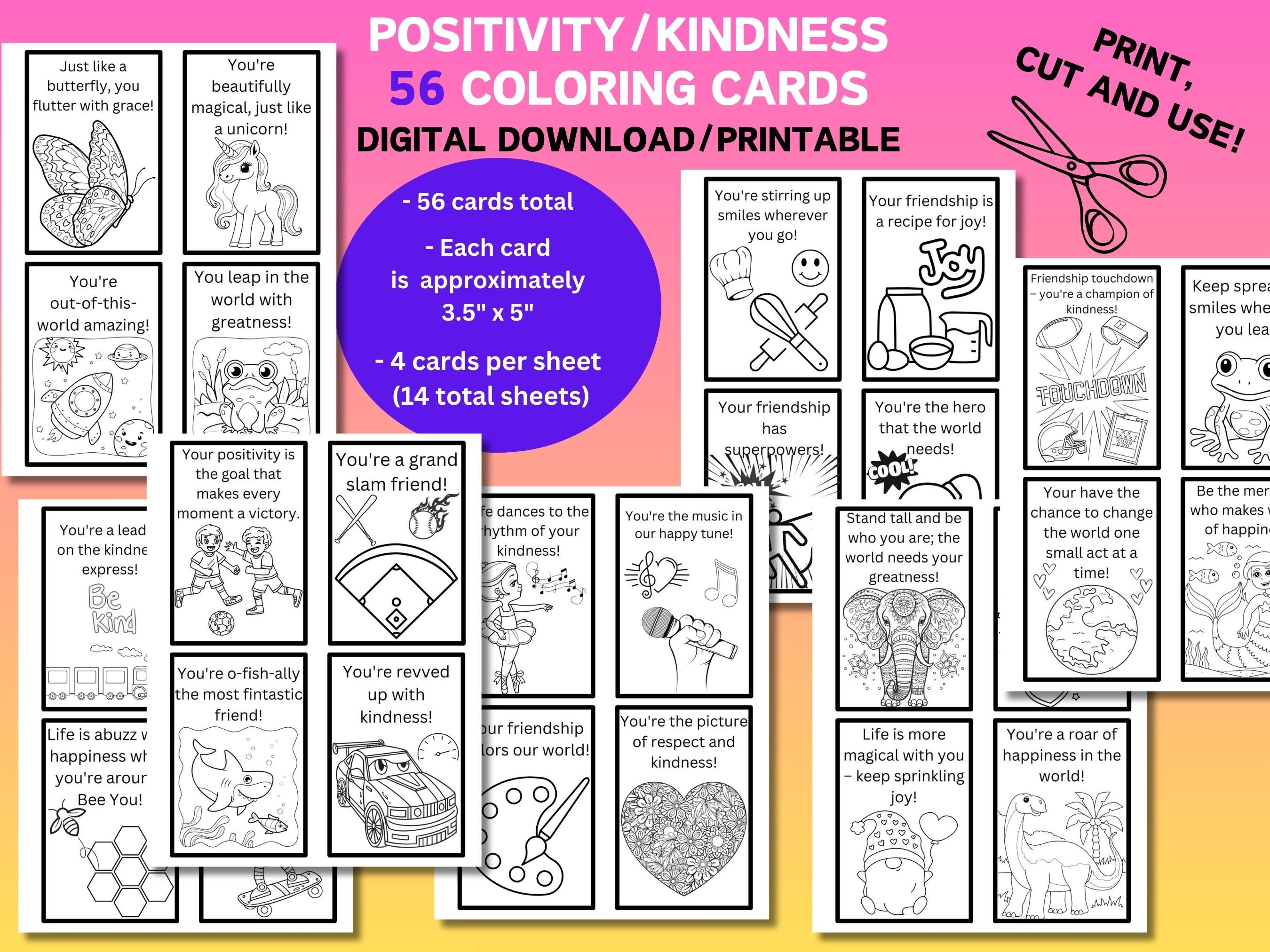 Compliment Cards, Kindness Coloring Card Activity, Social Emotional ...