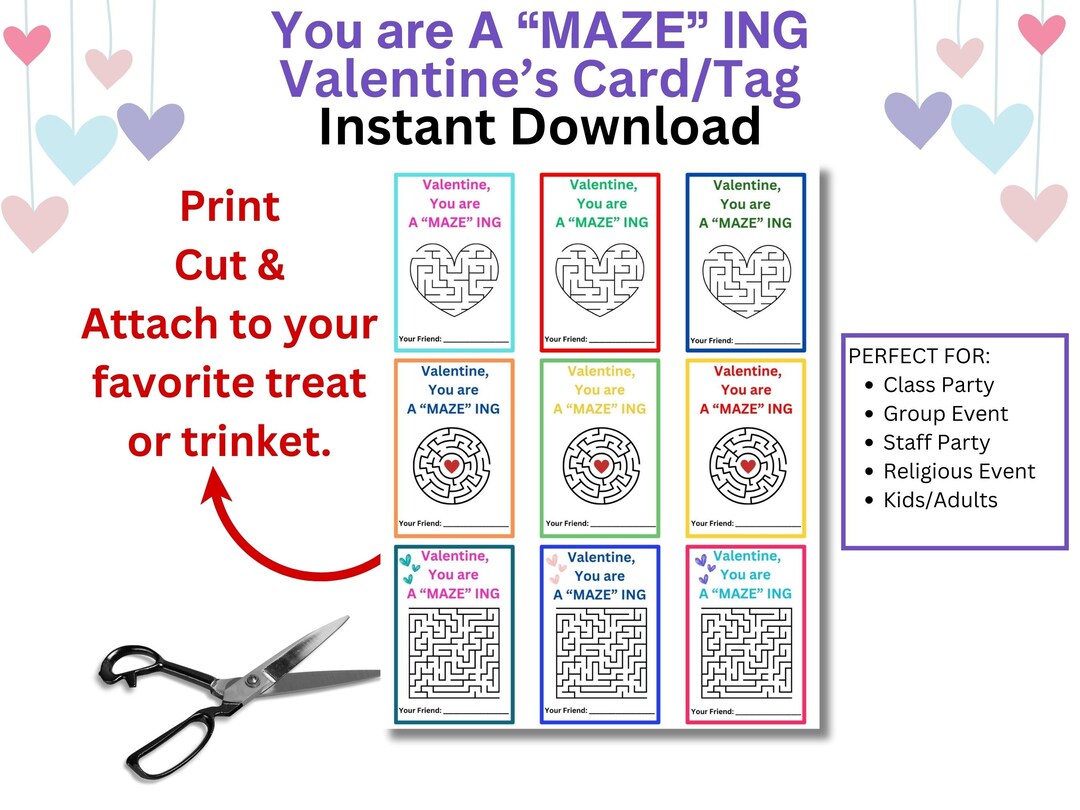 You Are A"maze"ing Printable Valentine's, Classroom Valentine's ...