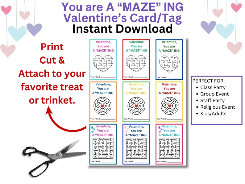 You Are A"maze"ing Printable Valentine's, Classroom Valentine's ...