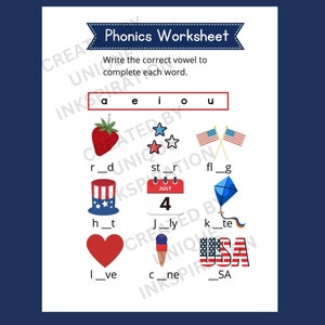 4th of July Activity Bundle for Learners - Phonics, Letter Tracing ...