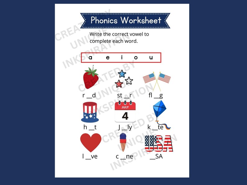 4th of July Activity Bundle for Learners - Phonics, Letter Tracing ...