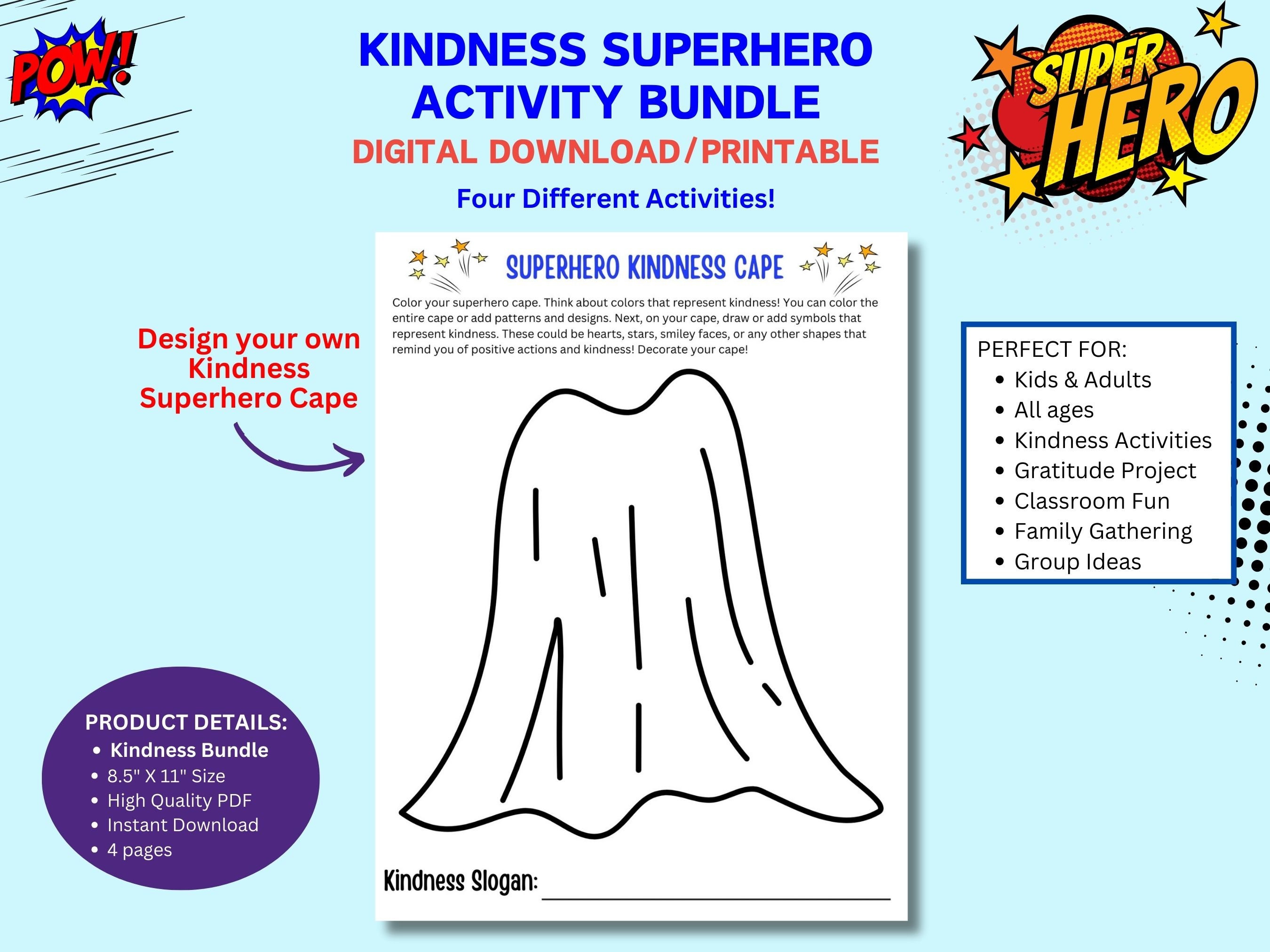 Kindness Superhero Activity Bundle, Create Your Own Hero, DIY Activity ...