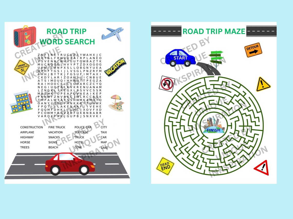 Road Trip Game Bundle, I SPY, Puzzle, Word Search and Maze Travel Games ...