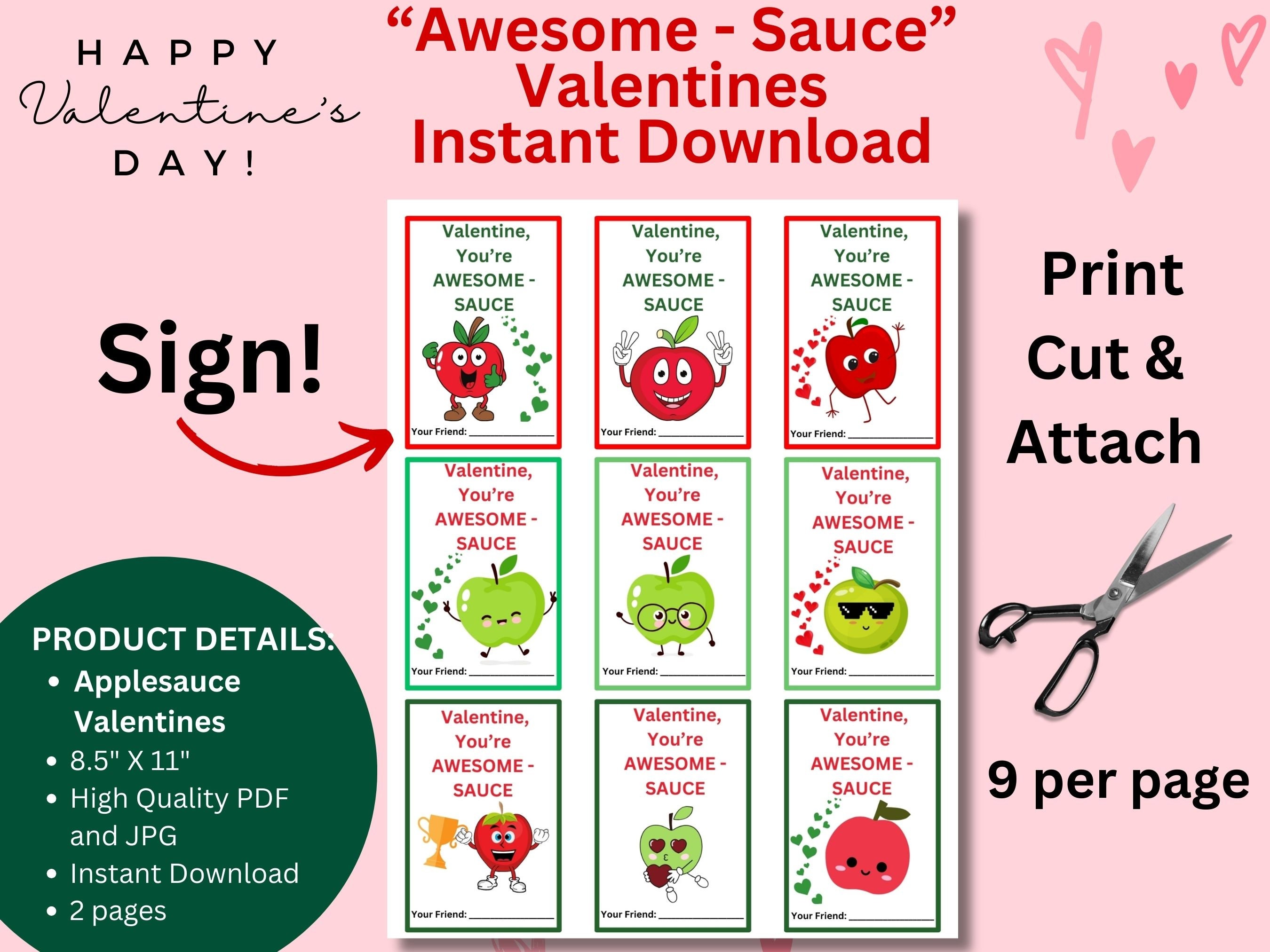 AWESOME-SAUCE Valentine's: Digital Download for Kids' Applesauce ...