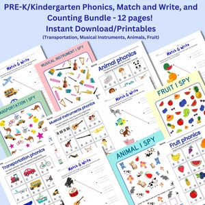 Pre-k/kindergarten Education Bundle, Phonics, Match & Trace Letters ...