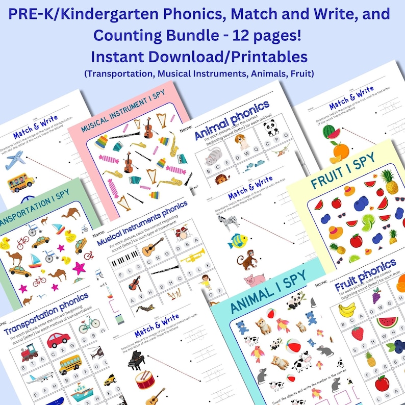 Pre-k/kindergarten Education Bundle, Phonics, Match & Trace Letters ...