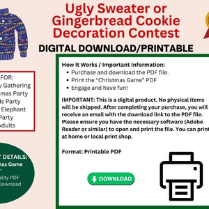 Ugly Sweater and Gingerbread Decorating Template, Digital/instant ...