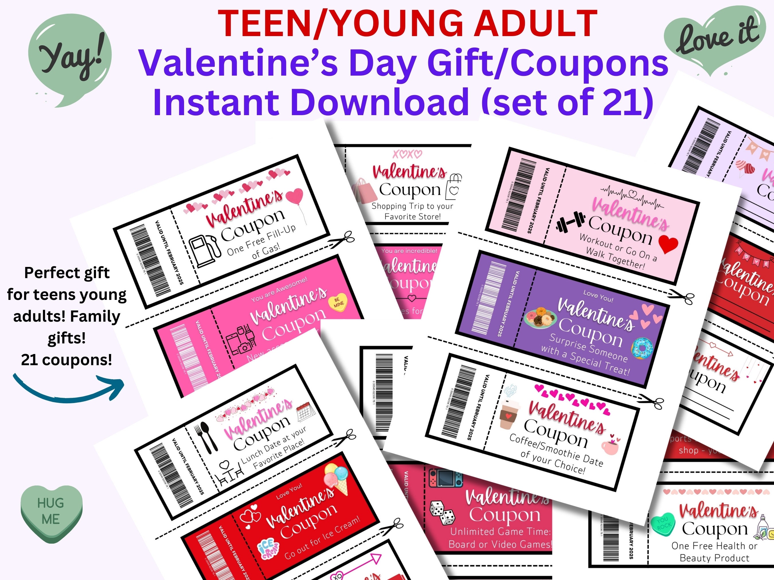 TEEN/YOUNG ADULT: Valentine's Day Coupons/gift - 21 Coupons, Vday Gift ...
