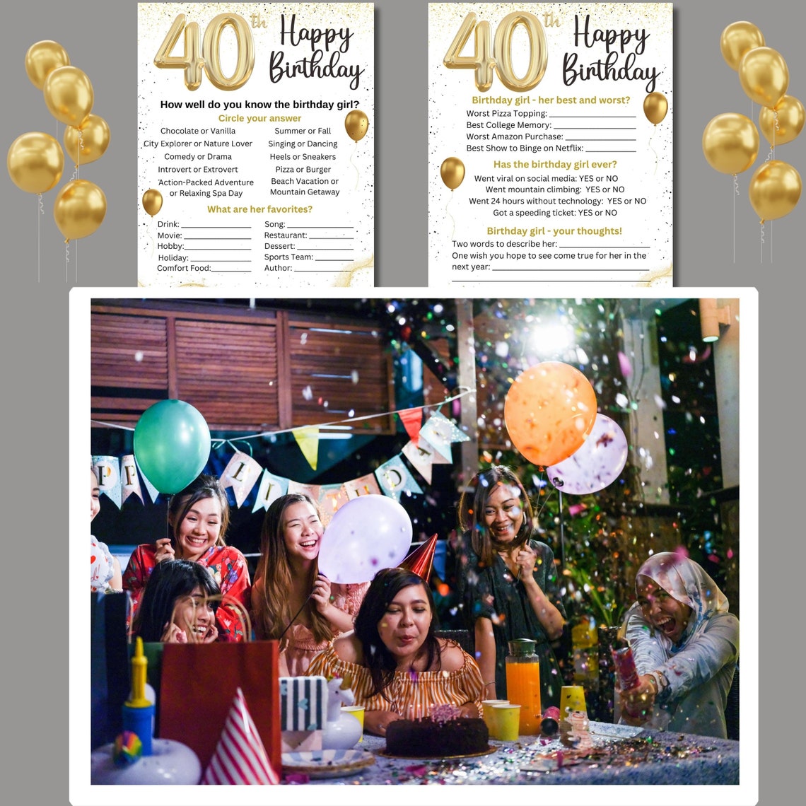 40th Birthday Questionnaire, How Well Do You Know the Birthday Girl ...