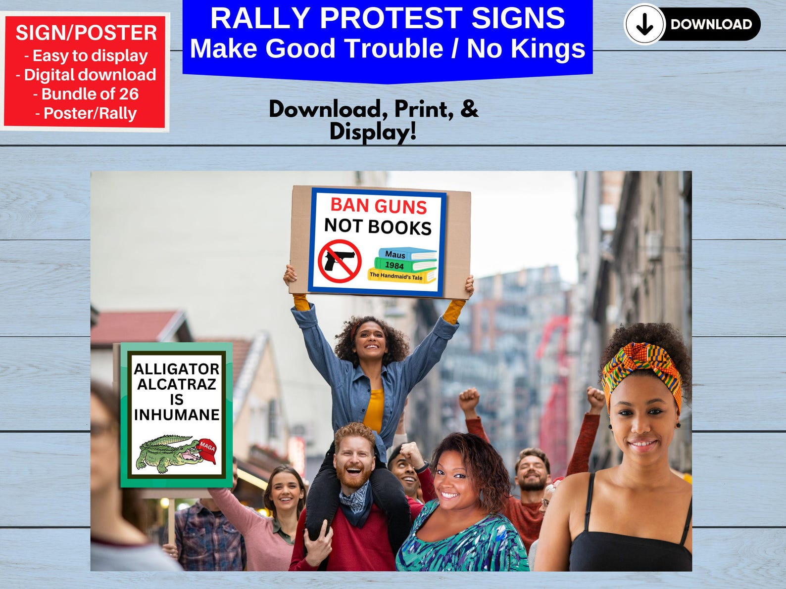 Rally Protest Signs Bundle, Digital Download , Make Good Trouble No ...