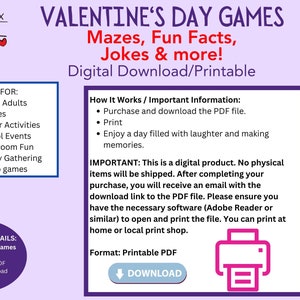 Valentine's Day Activity Sheets Bundle, Fun for All Ages, Class ...