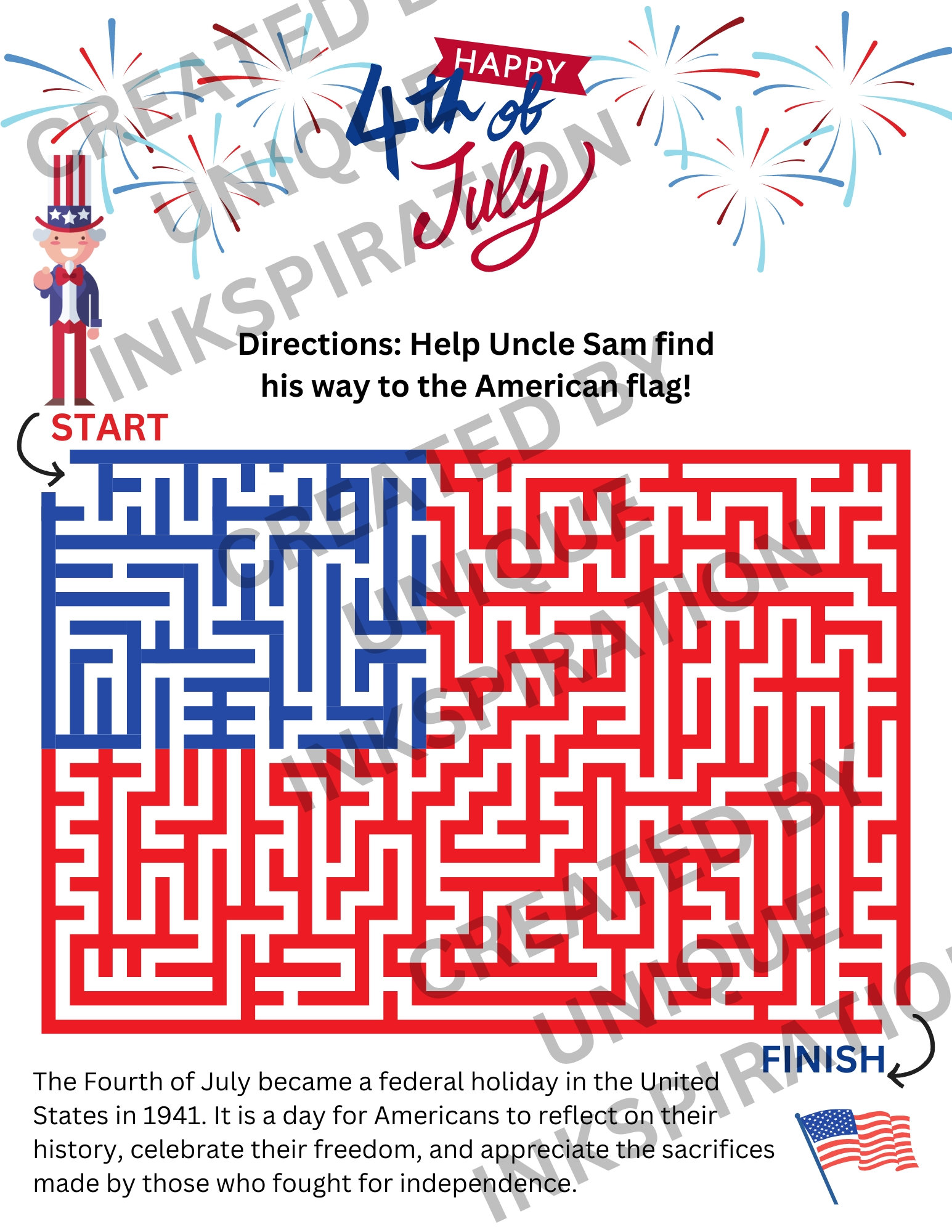 Fourth of July Patriotic Mazes- Printable Bundle, 4th of July, Holiday ...