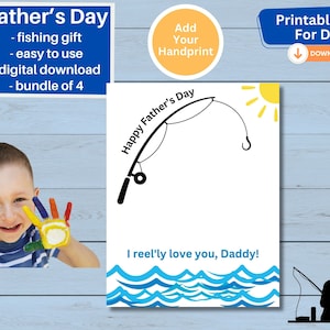 Father's Day Fishing Handprint, Personalized Gift for Dad, Daddy's ...