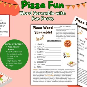 Pizza-themed Fun Activities Bundle: Mad Lib, Word Scramble, and Word ...