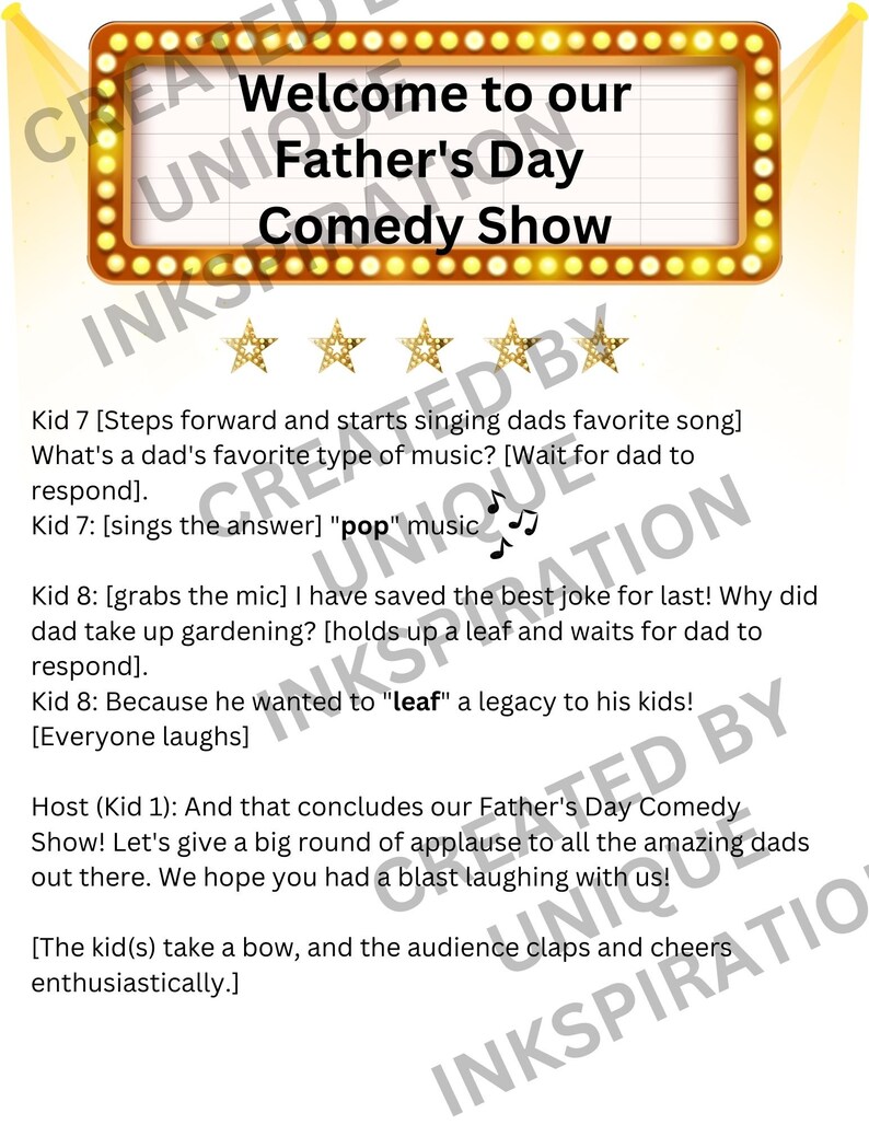 Father's Day Comedy Show Skit - Printable PDF for Hilarious Performance ...
