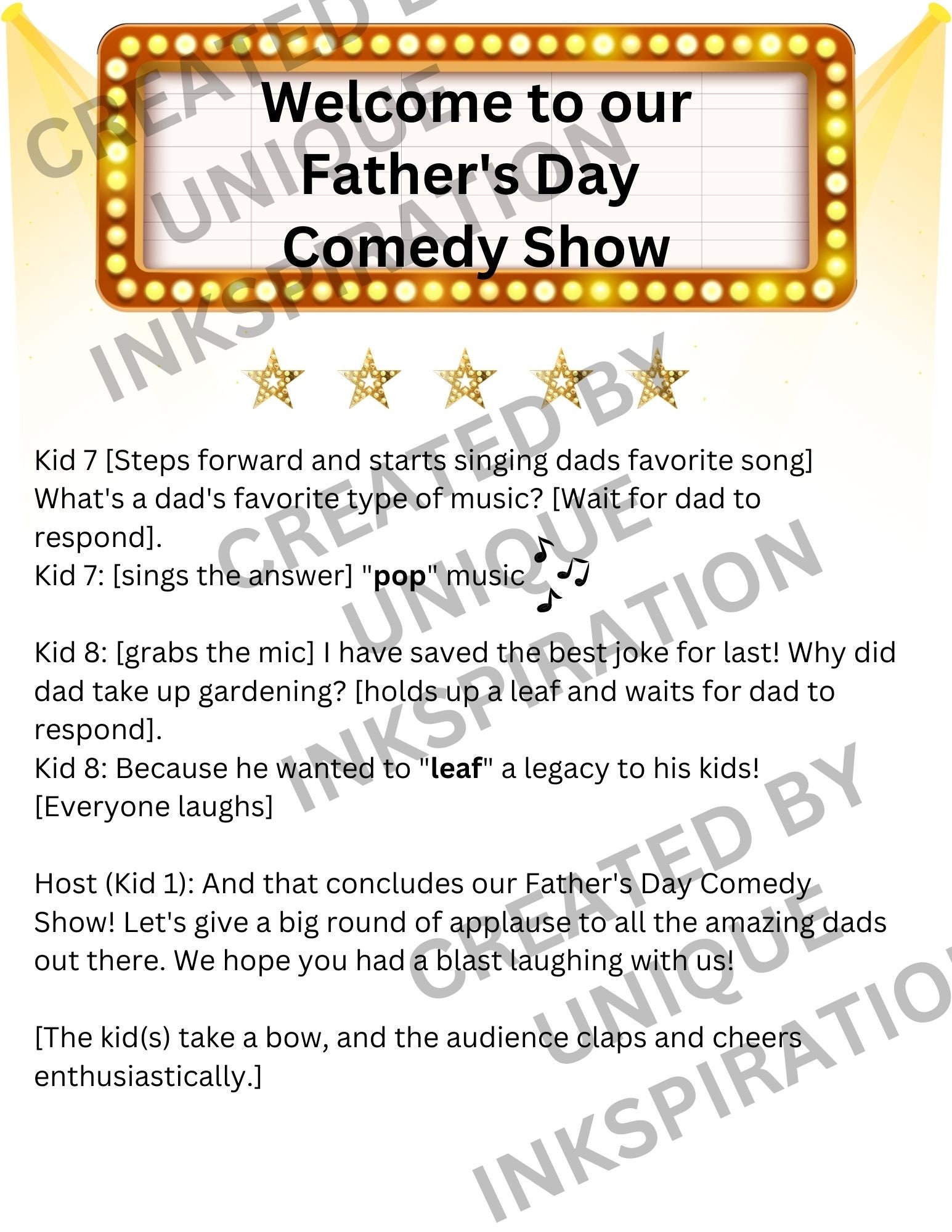 Father's Day Comedy Show Skit - Printable PDF for Hilarious Performance ...