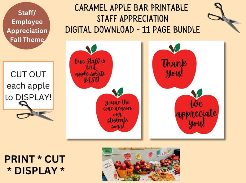 Caramel Apple Bar Display, Staff Appreciation, Office Party, Digital ...