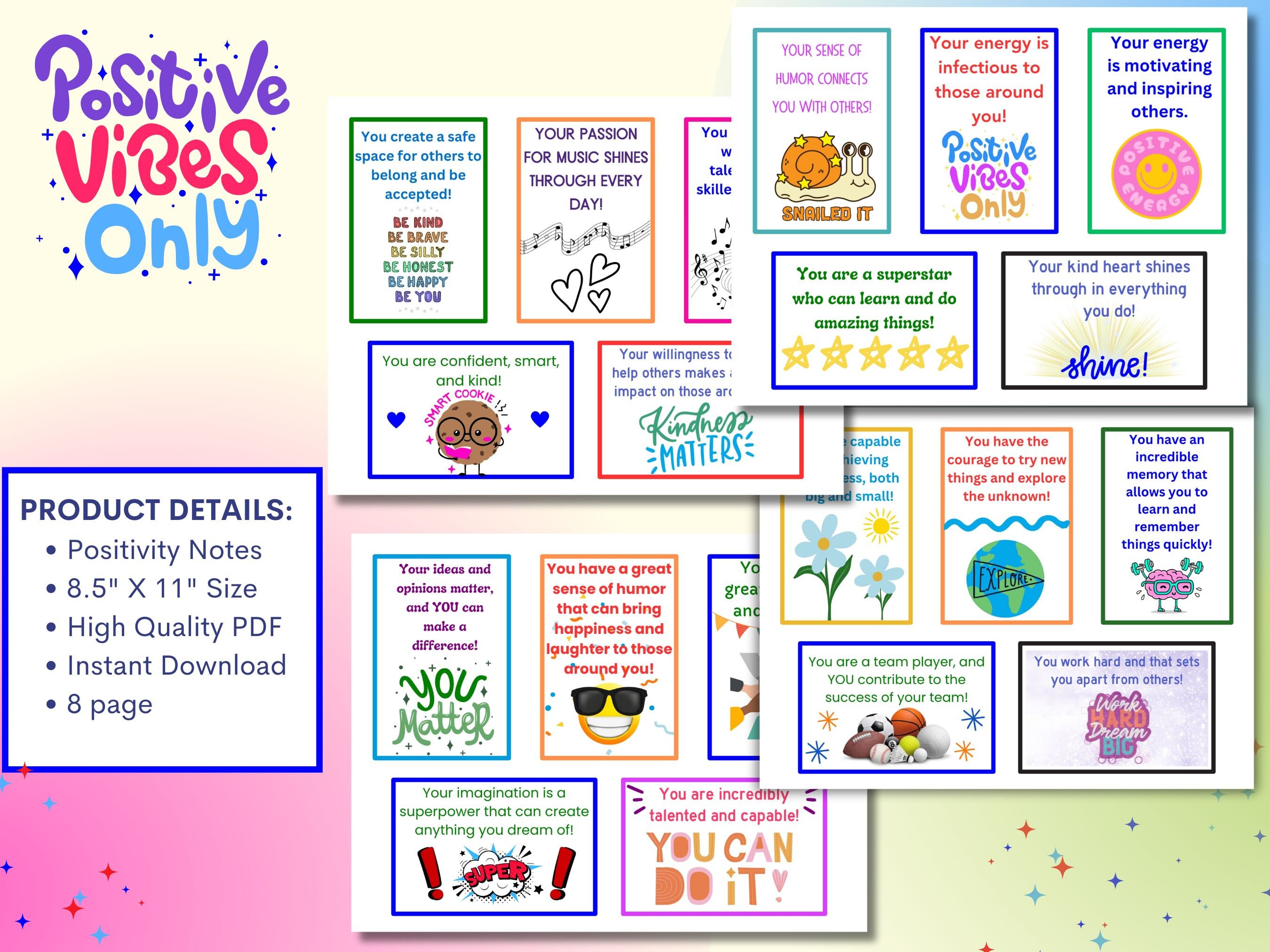 40 Positivity Lunch Notes, Self-affirmations, Growth Mindset, Office ...