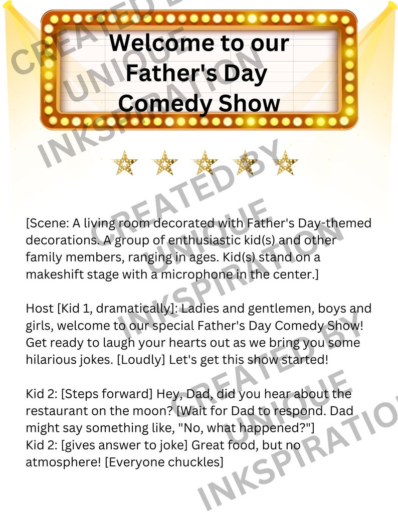 Father's Day Comedy Show Skit - Printable PDF for Hilarious Performance ...