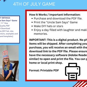 Uncle Sam Says Game, Fourth of July Activity, Fun and Engaging Kids ...