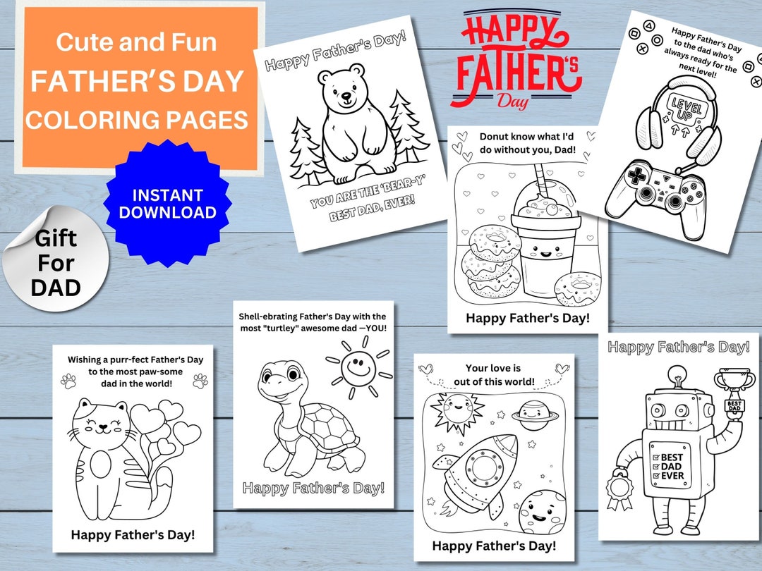 Father's Day Coloring Pages for Kids, Fun Craft Idea, Gift for Dad ...