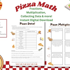 Pizza Math Worksheets, Fractions, Multiplication, Data Collection ...