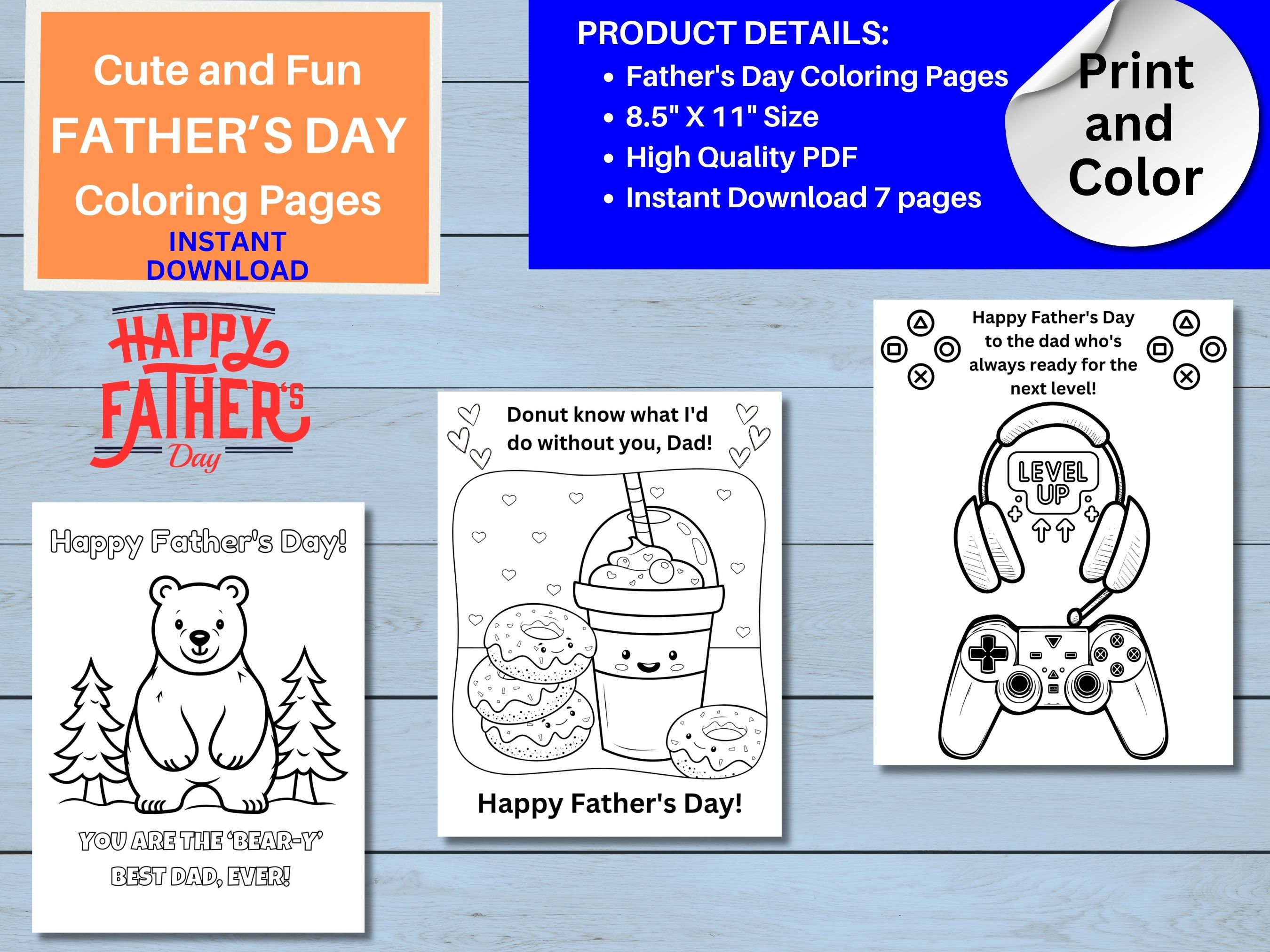 Father's Day Coloring Pages for Kids, Fun Craft Idea, Gift for Dad ...