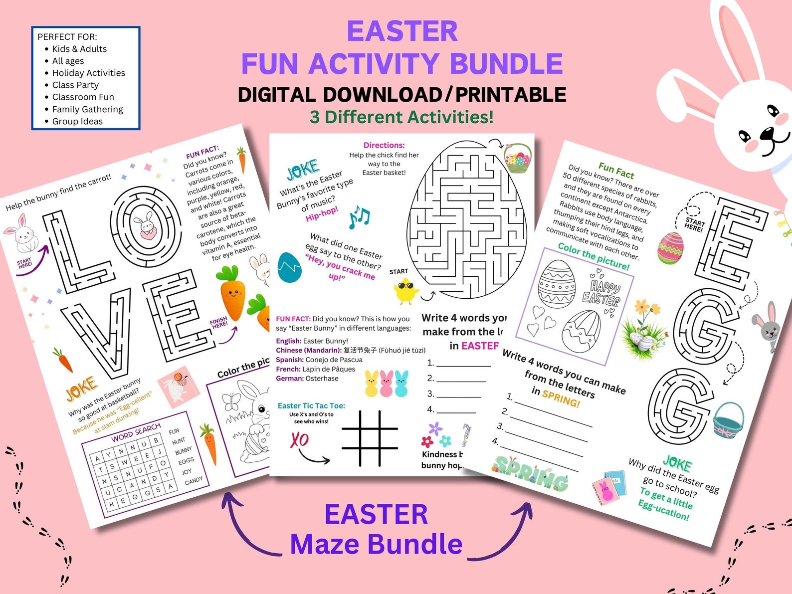 Easter Fun Activity Pack: Mazes, Jokes, & More! Perfect for Kids ...