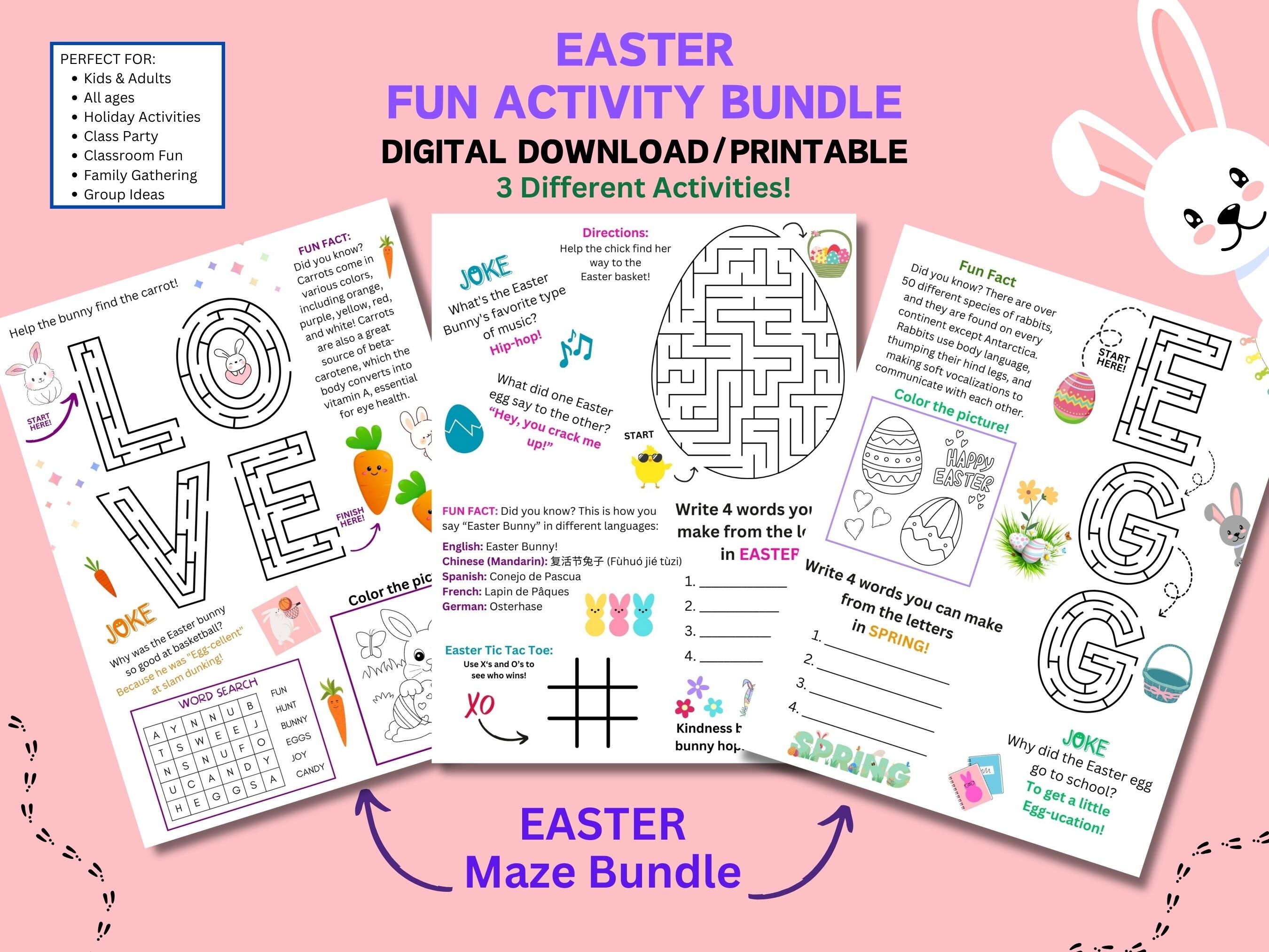Easter Fun Activity Pack: Mazes, Jokes, & More! Perfect for Kids ...