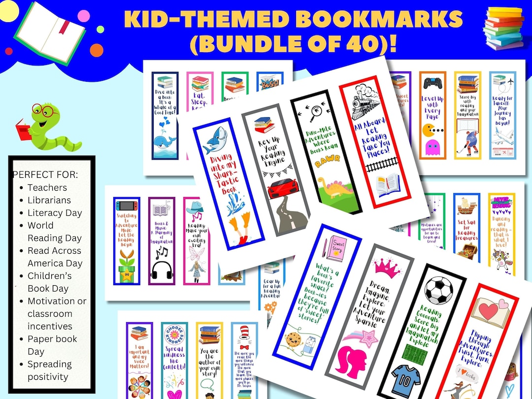 Cute Bookmarks for Kids, Perfect for Librarians & Teachers, Instant ...