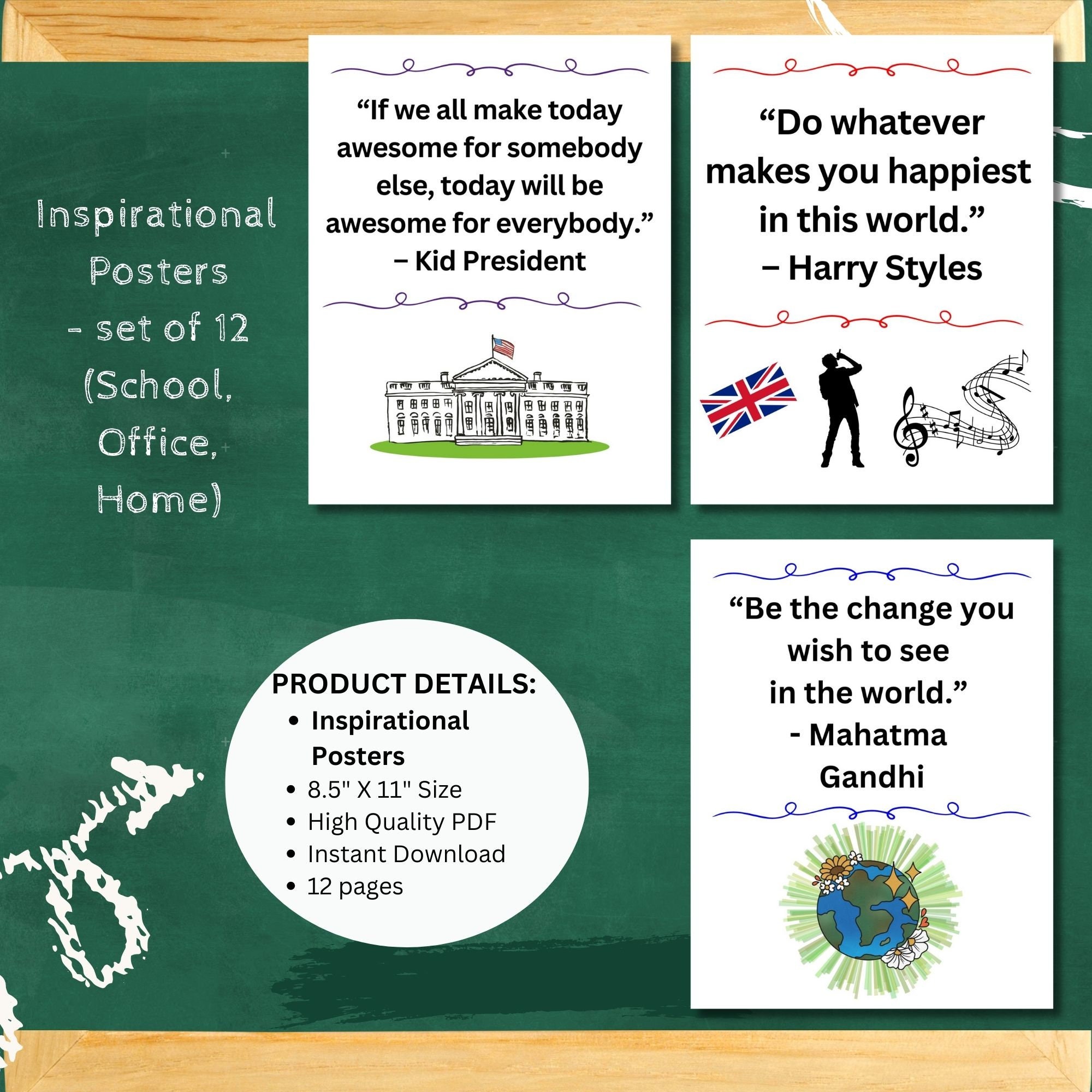 Motivation Posters With Inspirational Quotes, Bundle of 12, Instant ...