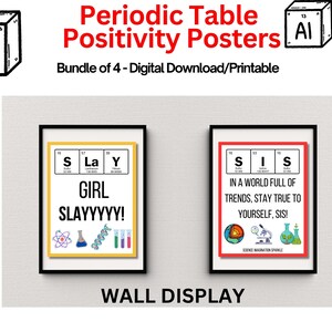Periodic Table Poster Set, Positive Vibes, Science, STEM, Printable ...