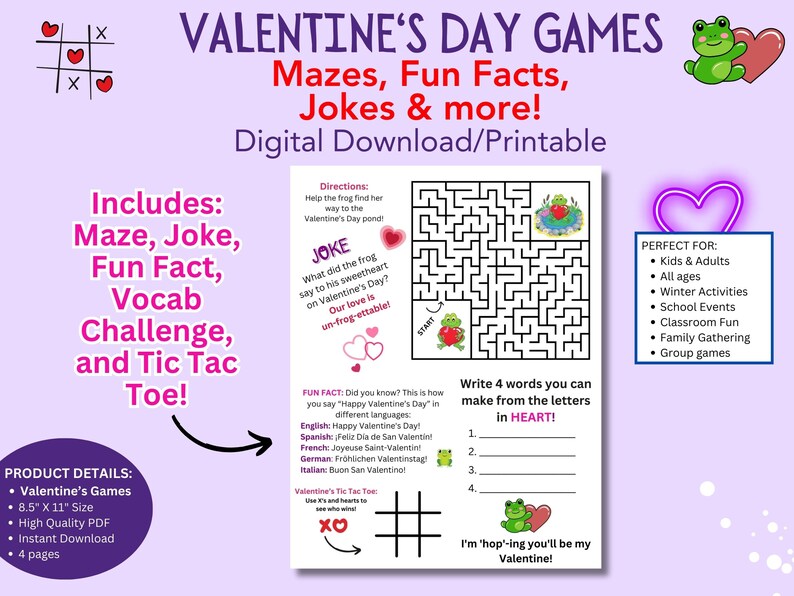 Valentine's Day Activity Sheets Bundle, Fun for All Ages, Class ...