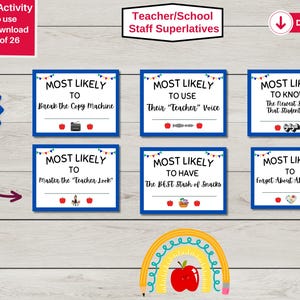 Teacher/staff Superlative Awards, School Party, Funny Teacher ...