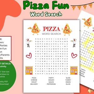Pizza-themed Fun Activities Bundle: Mad Lib, Word Scramble, and Word ...