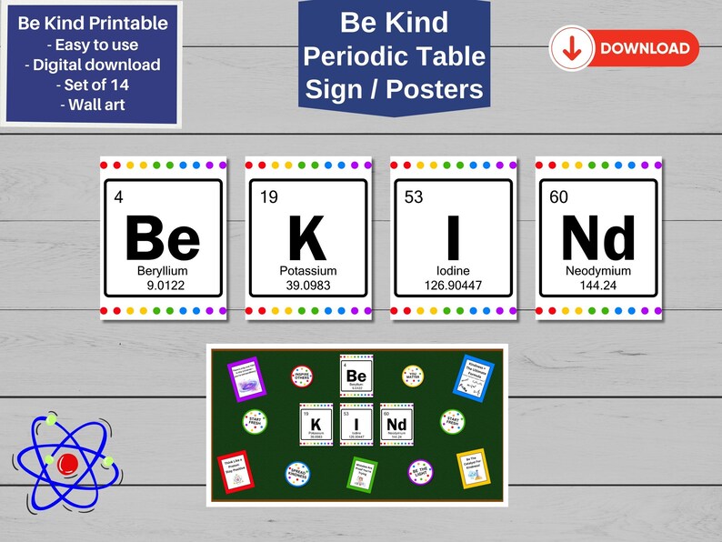 Be Kind Periodic Table Printable, Science-themed Kindness Posters ...