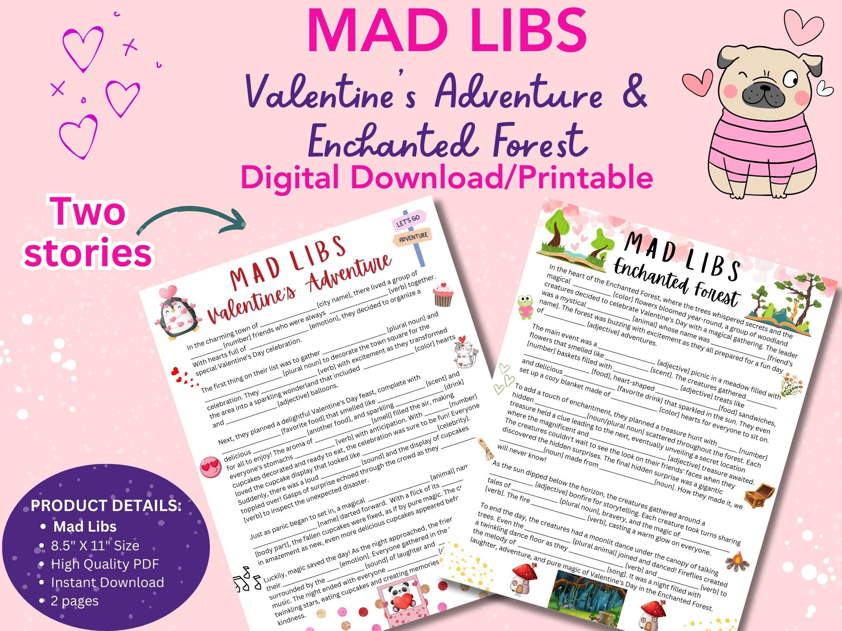 Valentine-themed Mad Libs, Class Activity, Family Party, Group Game ...