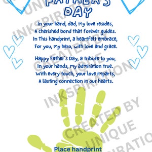 Handprint Poem Father's Day - Printable/download, Gift for Dad, Daddy ...