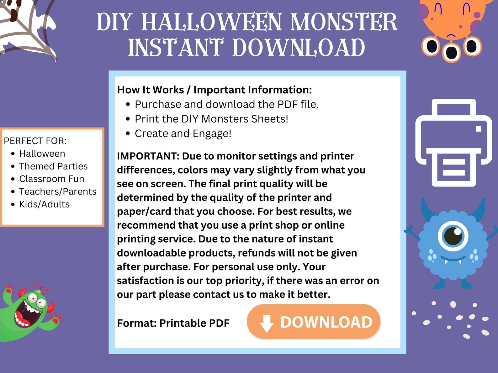 DIY Monster Creation Bundle, 40 Monster Traits Included, Classroom ...