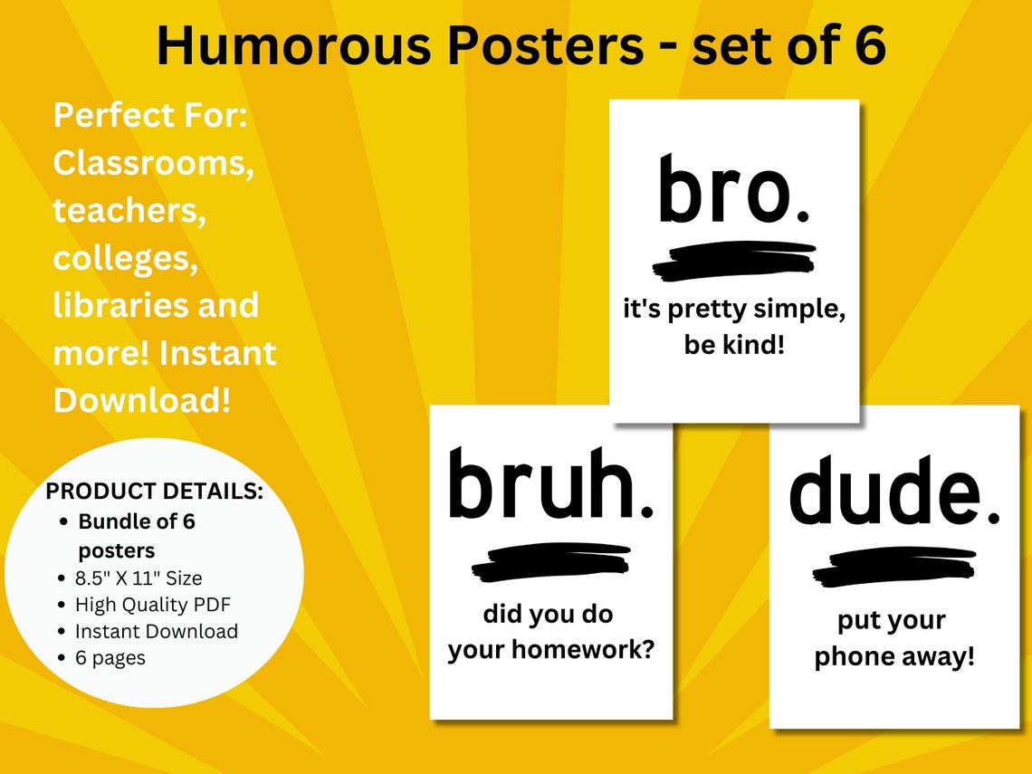 Bro, Bruh, Dude Classroom Posters, Educational Humor, Classroom Vibe ...